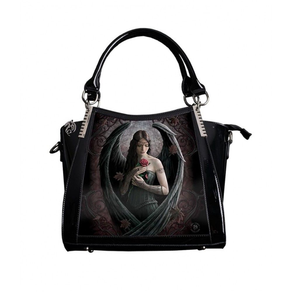 Angel Rose - 3D Lenticular Black PVC Handbag - Anne Stokes