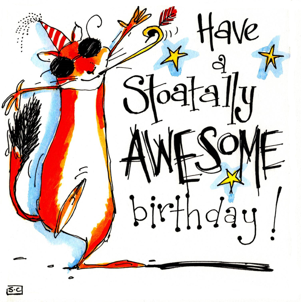Funny Stoat Birthday Card|Stephen Cocker Cards