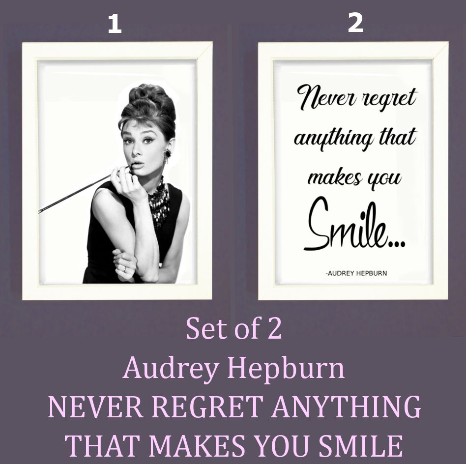 Prints Wall Art Set Of 2 Audrey Hepburn And Quote Framed Picture Poster