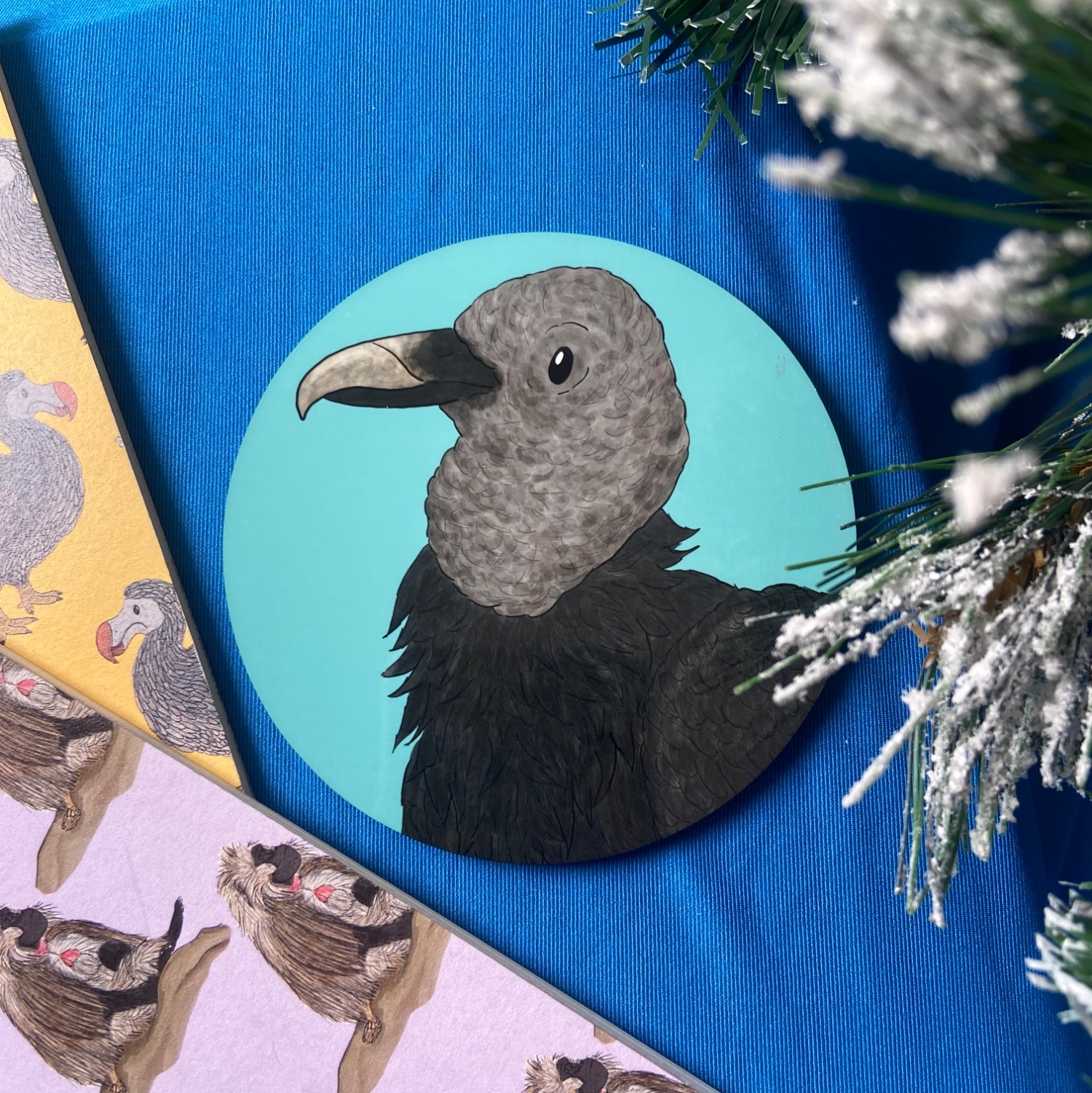 Black vulture coaster, the perfect gift for every animal lover.