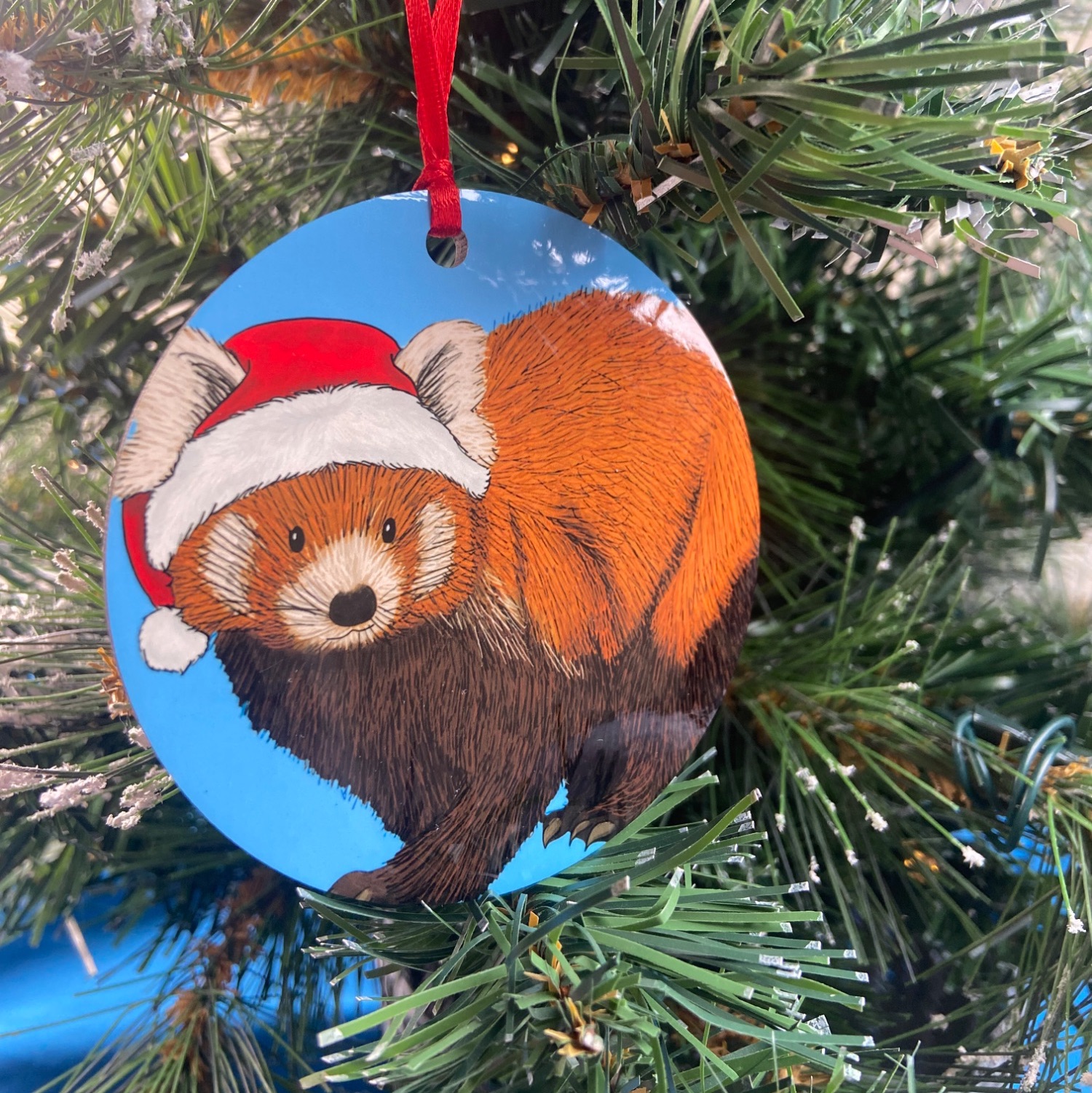 Red panda christmas decoration