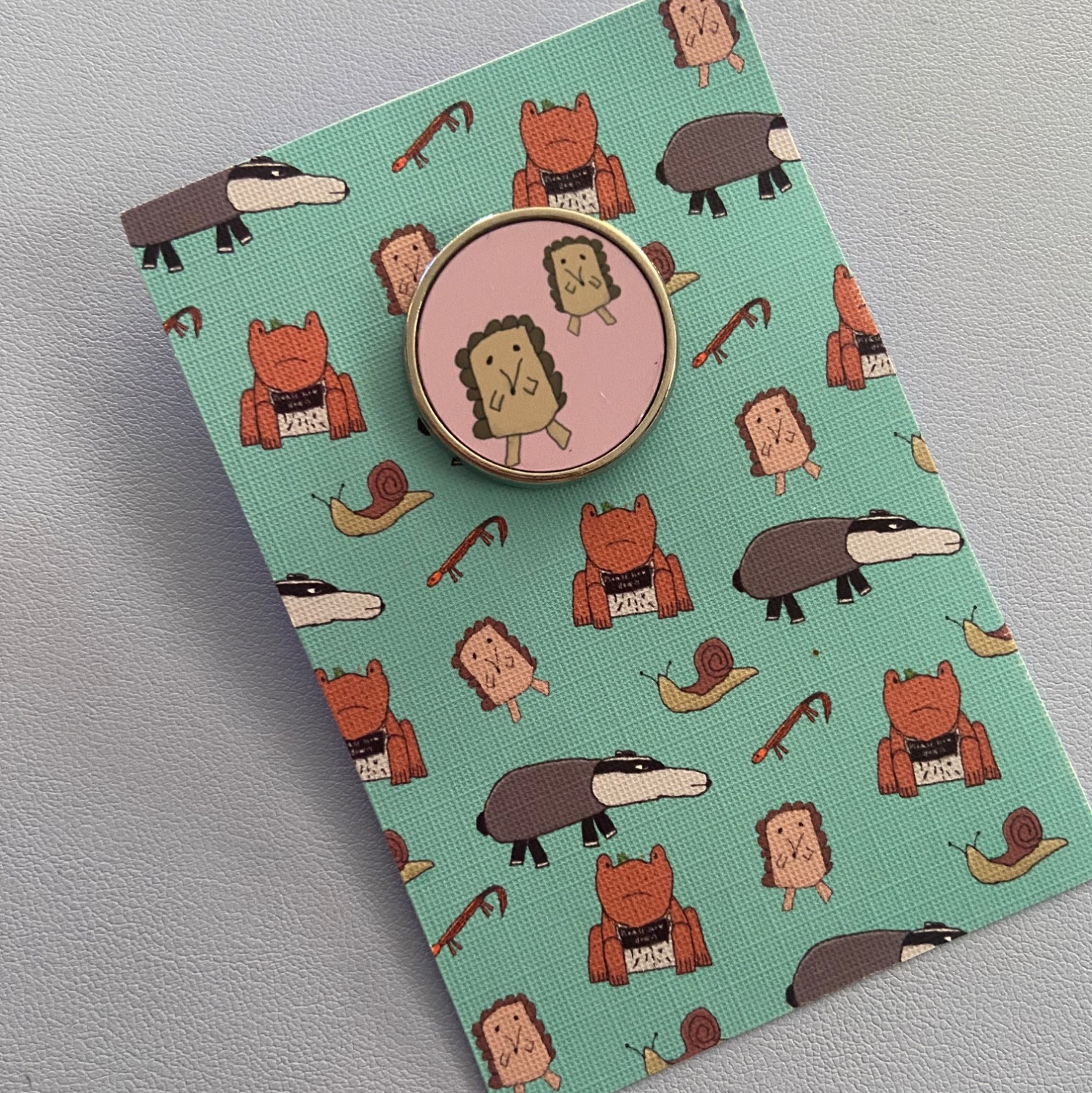 Hedgehog pin badge - Designed by Dexter - mustelid_man