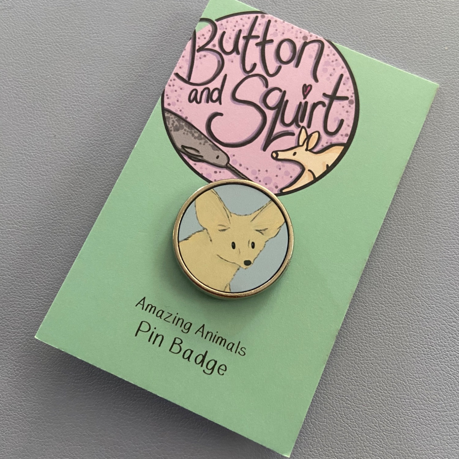 Fennec Fox metal pin badge from Button and Squirt