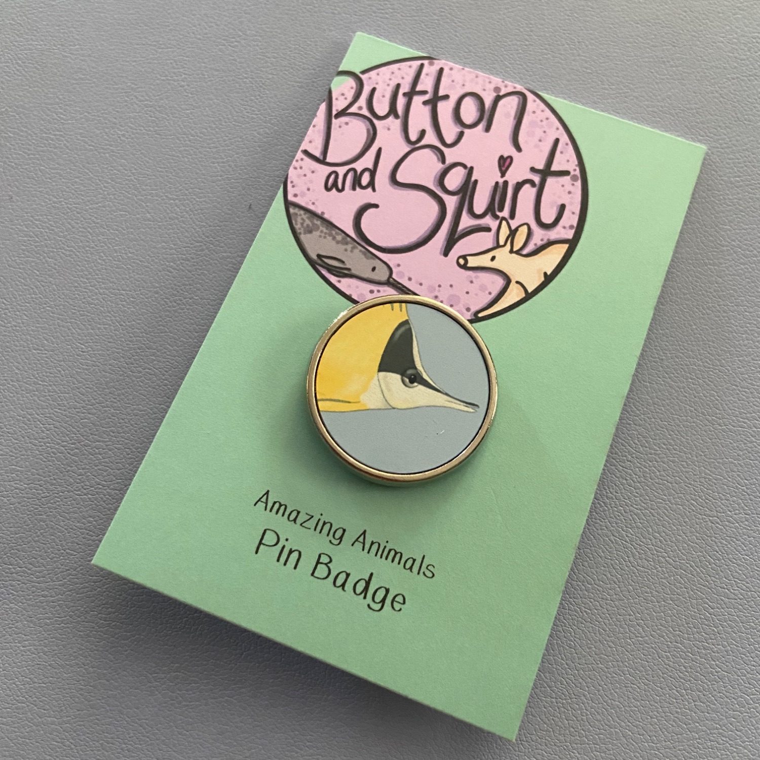 Longnose Butterfly Fish metal pin badge from Button and Squirt