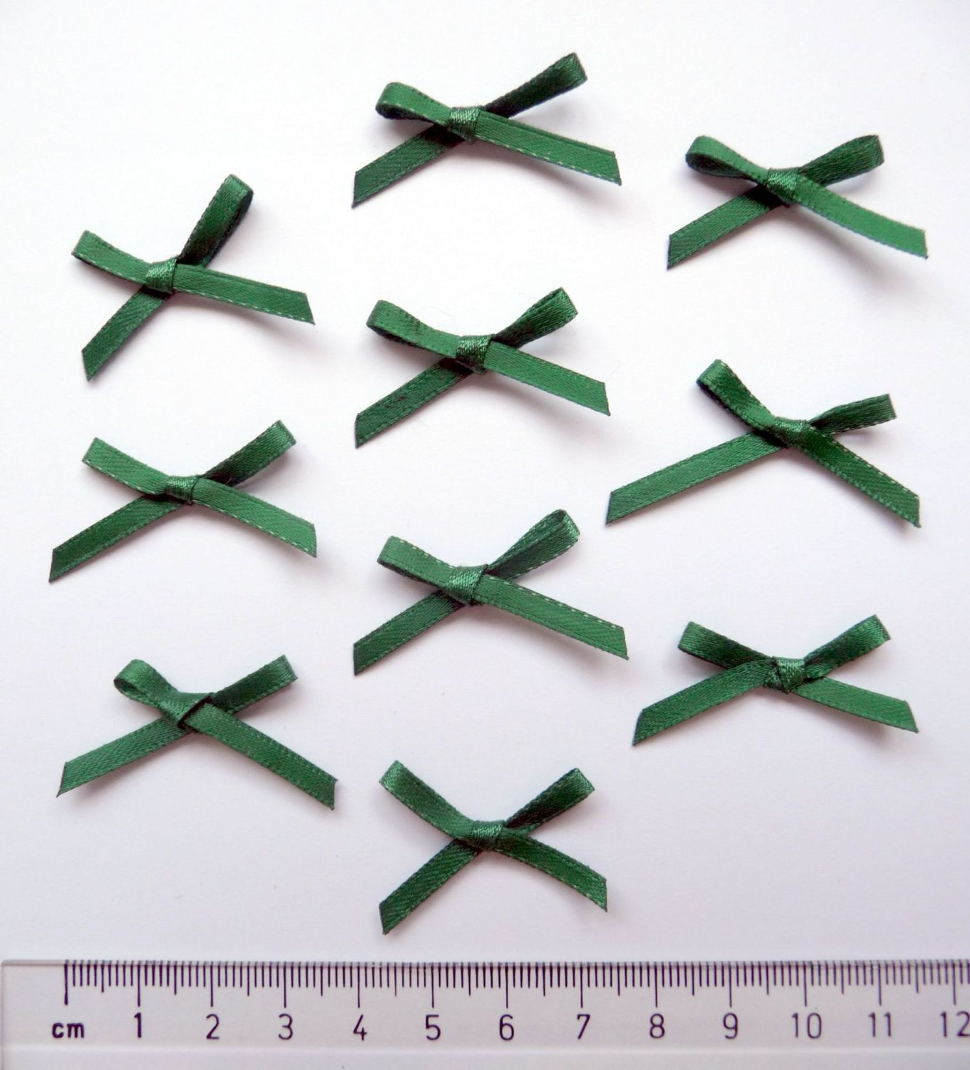 Dark Green Satin Ribbon Bows | 3mm | Trimmings | 08603S