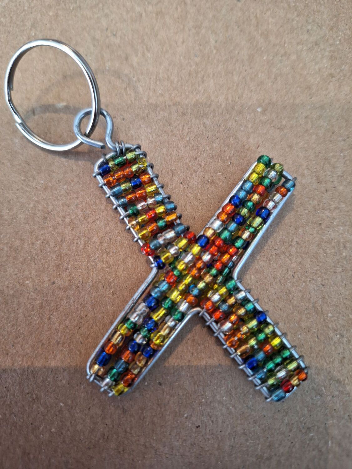Beaded Letter 'X' Keyring