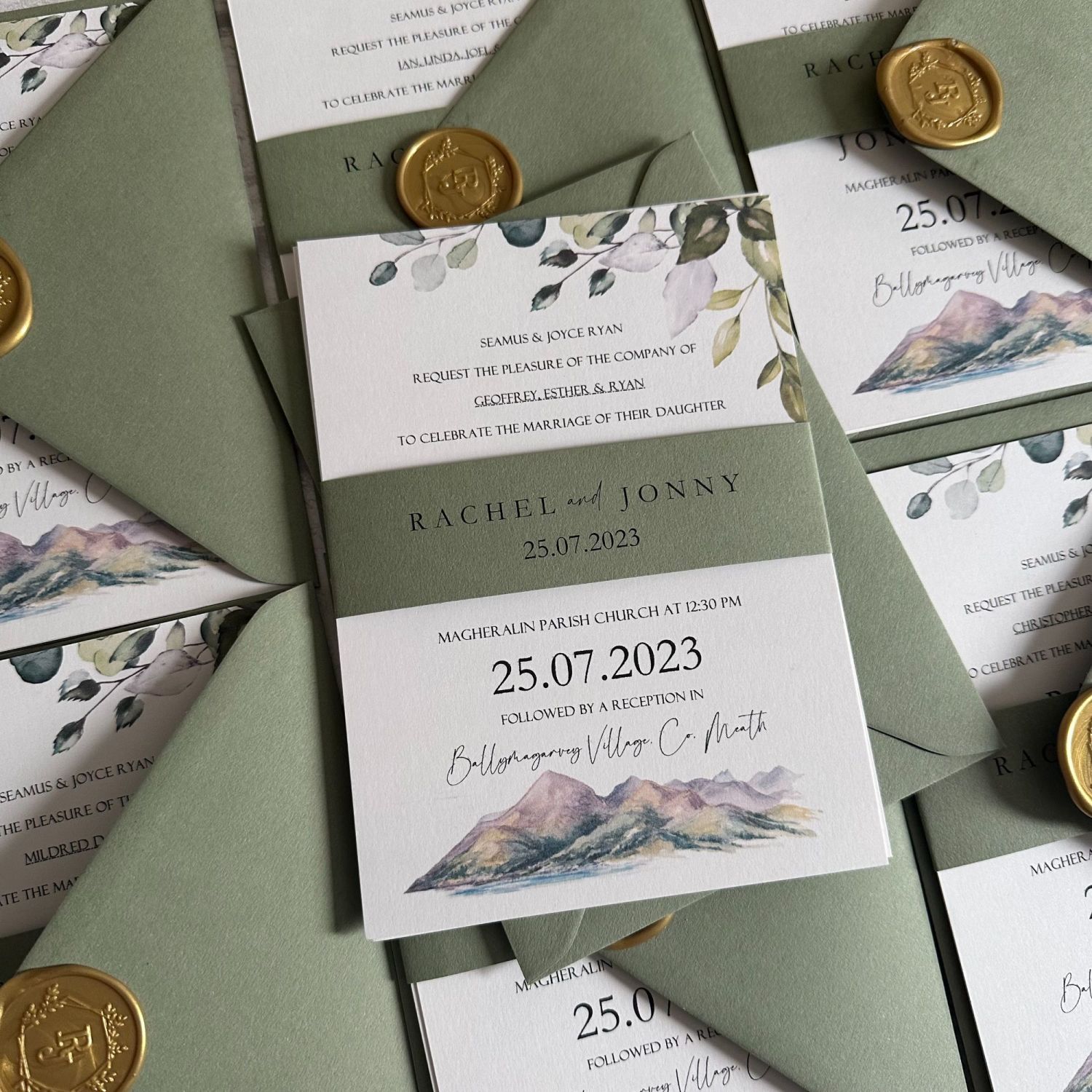 Flat wedding invitations, Epiphany Designs NI Wedding Stationery