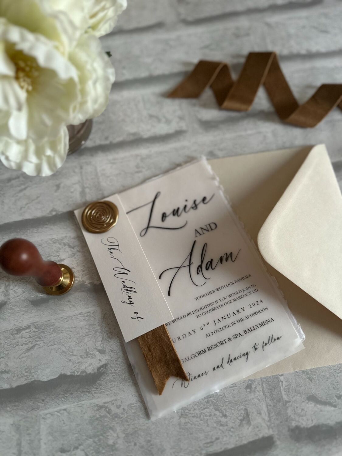 Flat wedding invitations, Epiphany Designs NI Wedding Stationery