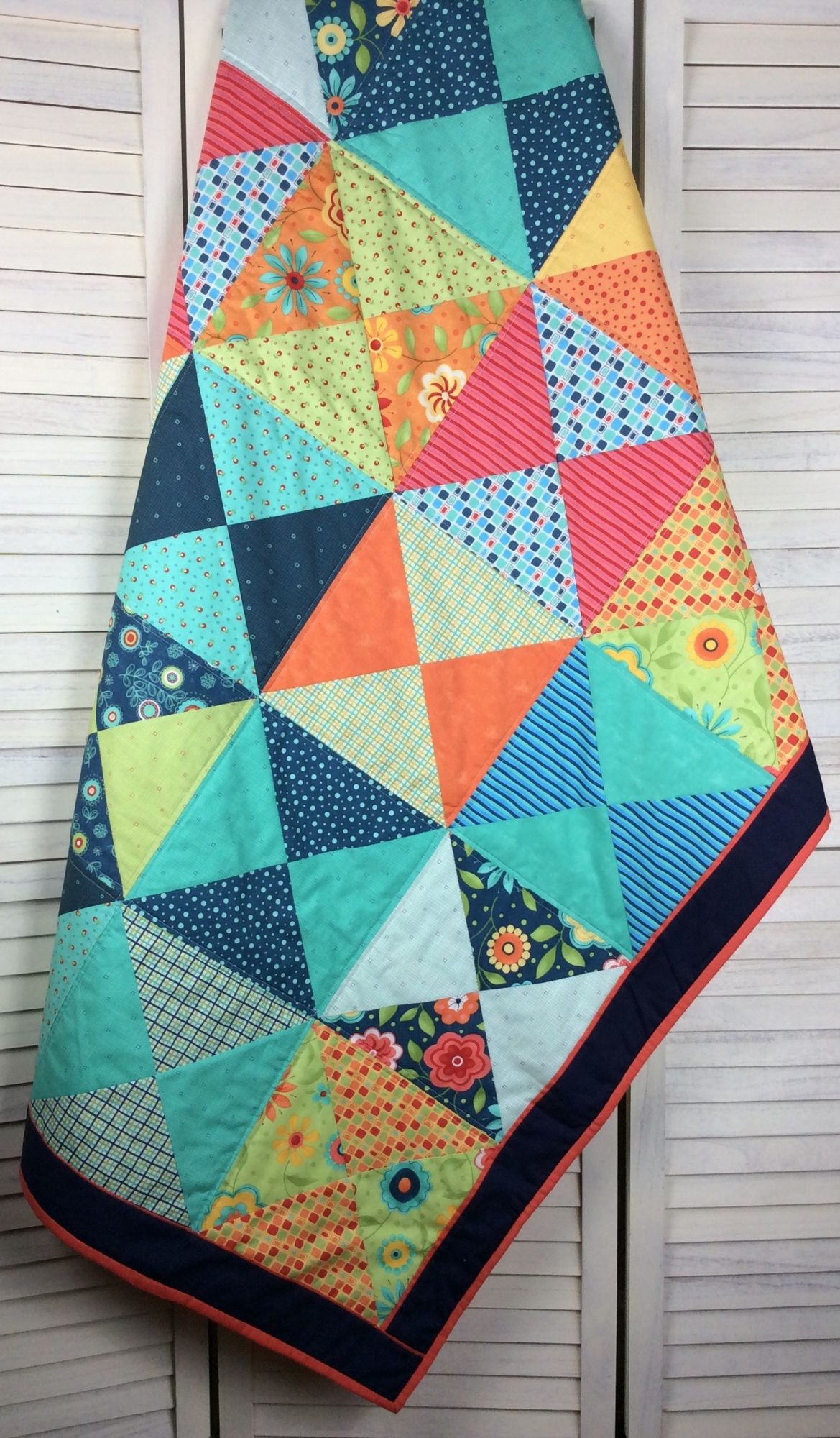 A beautifully bright and fun Child's Quilt made with Moda Block Party ...
