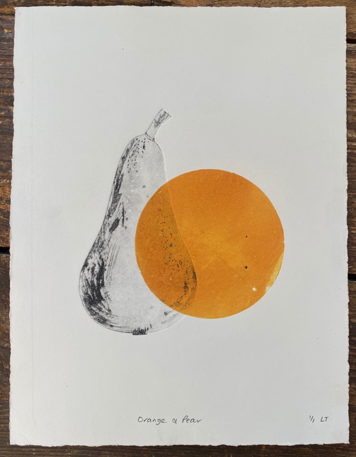 Orange and pear etching
