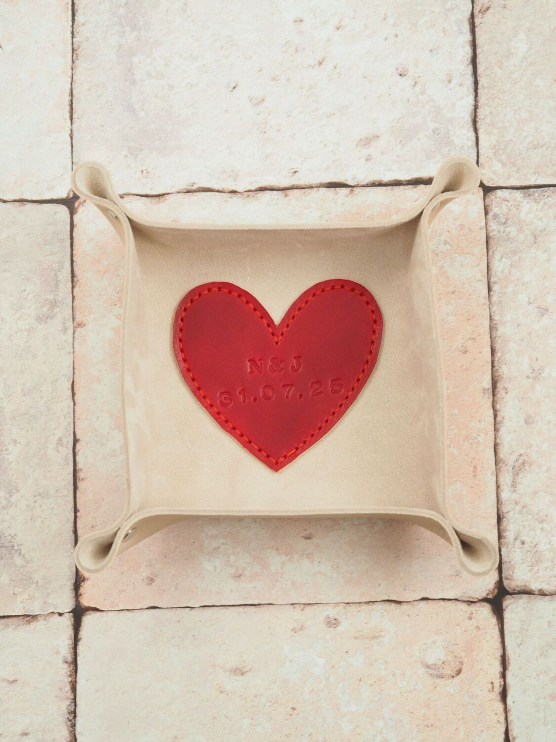 Personalised Heart Shape Leather Coin Tray - Handmade Valentine's ...