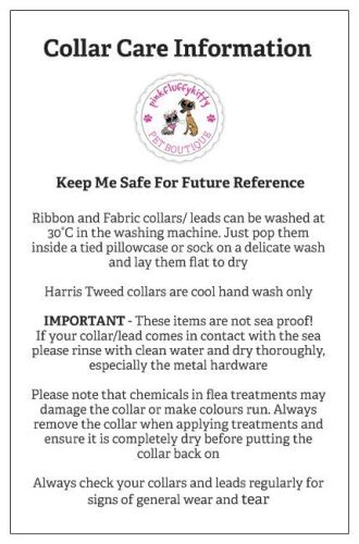 Collar Care & Coat Washing Instructions