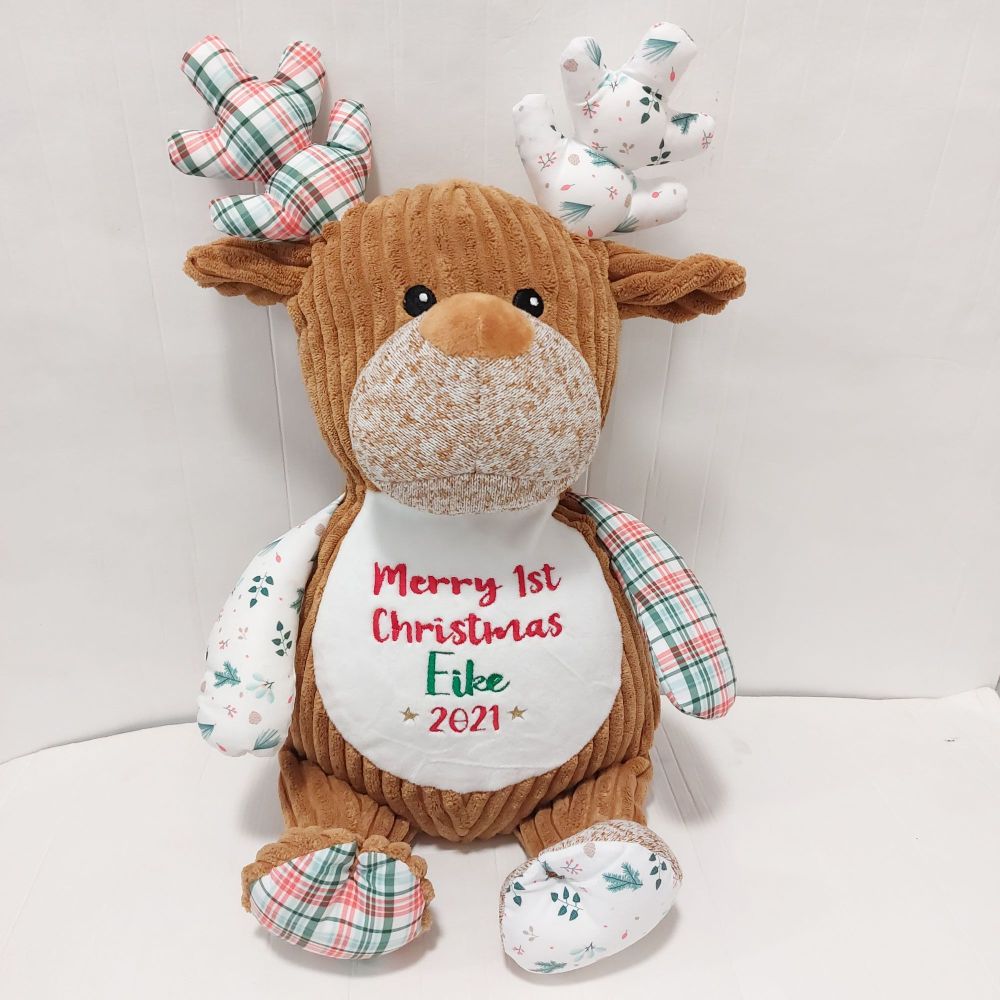 Personalised Cubbies Harlequin Winter Christmas Deer | Babies First ...