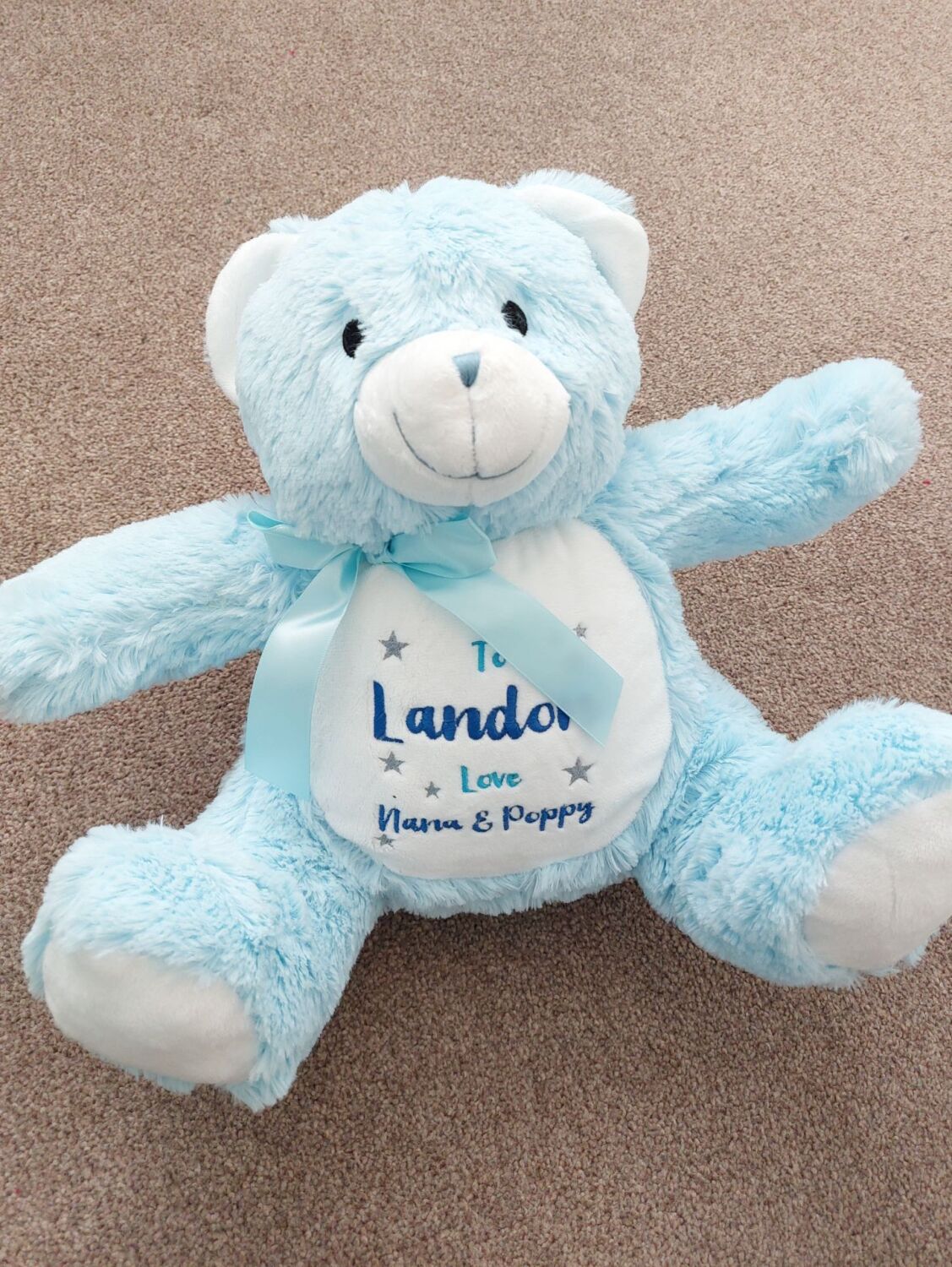 Personalised Blue Teddy Bear | Baby Boy Keepsake Gift | Newborn Baby ...