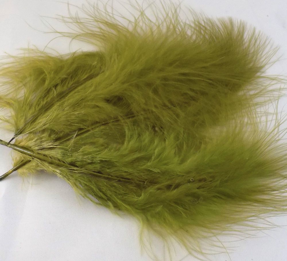 Olive Green Feathers | Large Marabou | Feather Planet