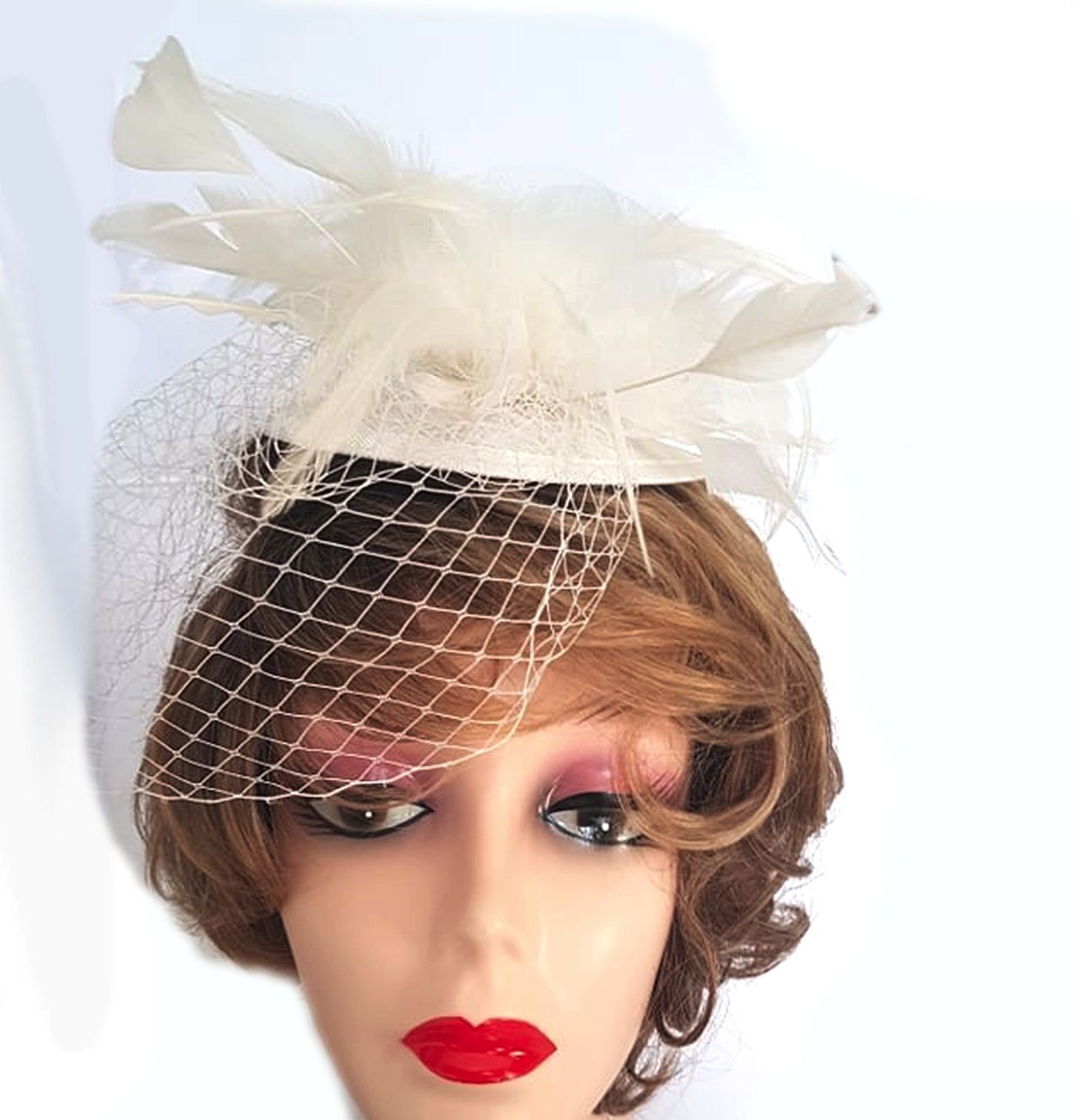 White Veil Head Fascinators Feathers | Feather Planet
