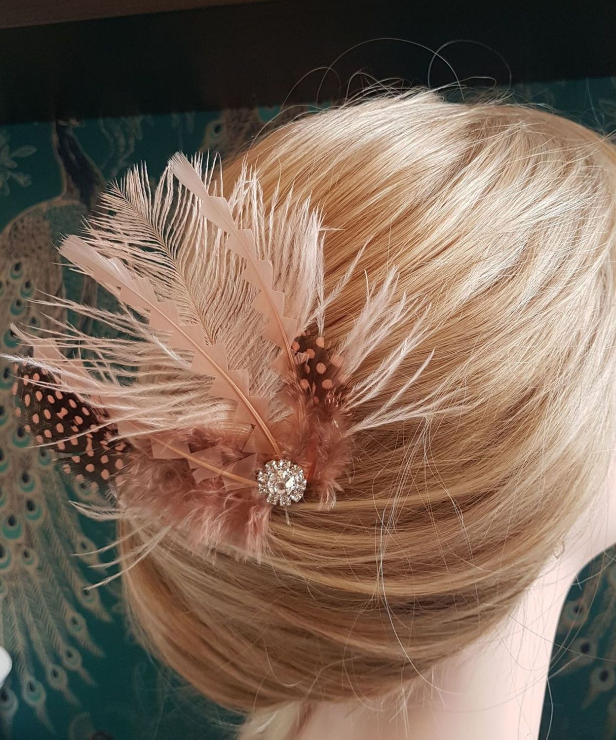 Peach Hair Clip | | Feather Head Pieces | Feather Planet