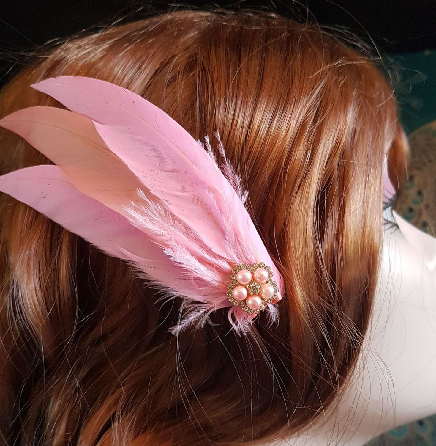 Pink & Coral Hair Clip | Feather Accessories | Feather Planet