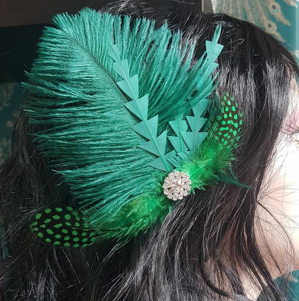 Dark Green Feather Hair Clip: Handcrafted | Feather Planet