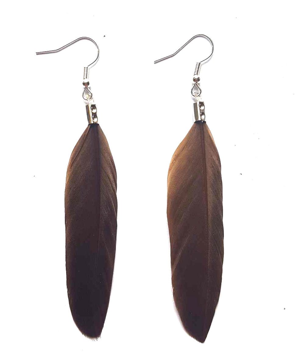 Brown Goose Feather Earrings : Handcrafted | Feather Planet