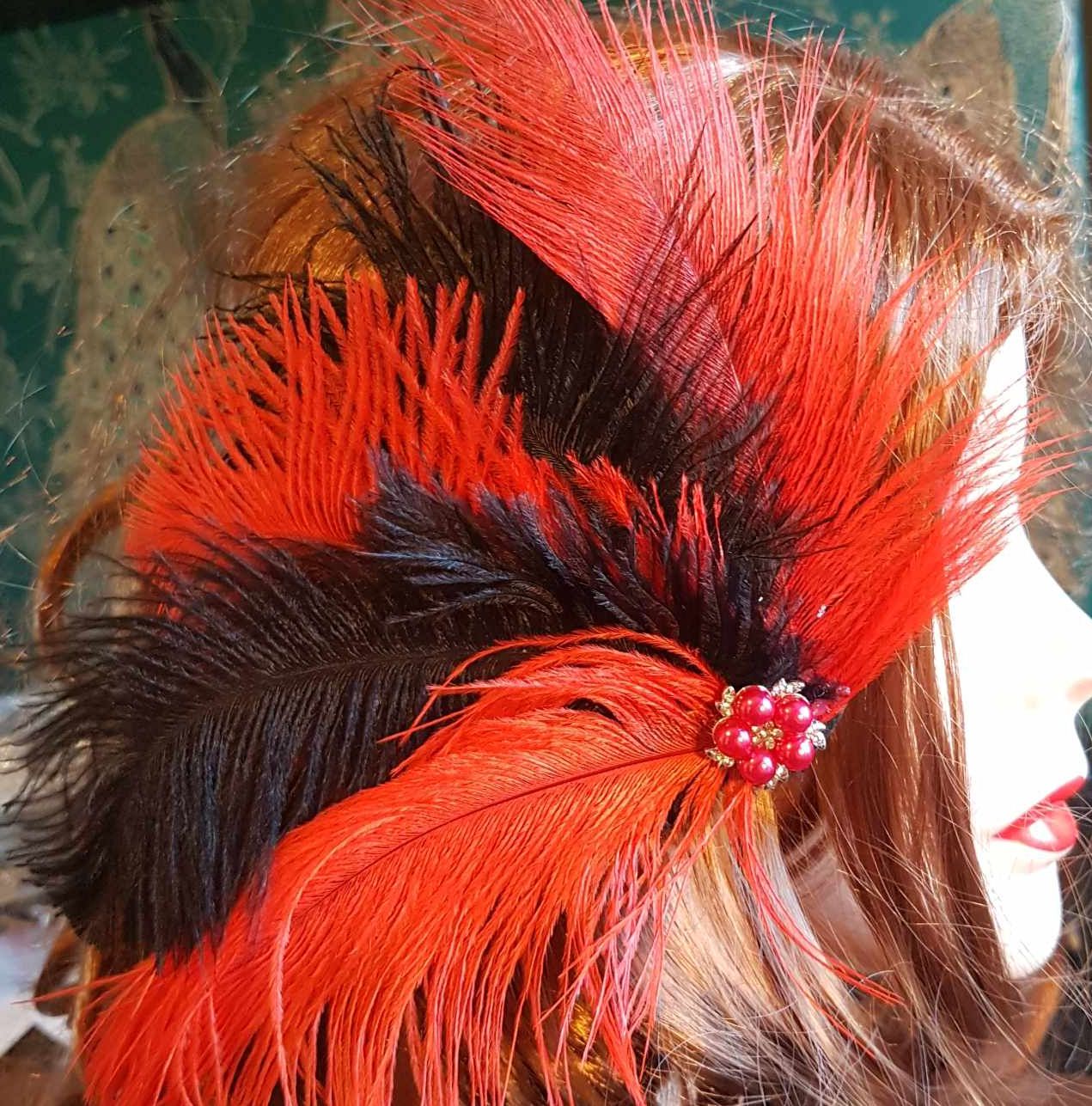 Red Flapper Headpiece: Handcrafted | Feather Planet