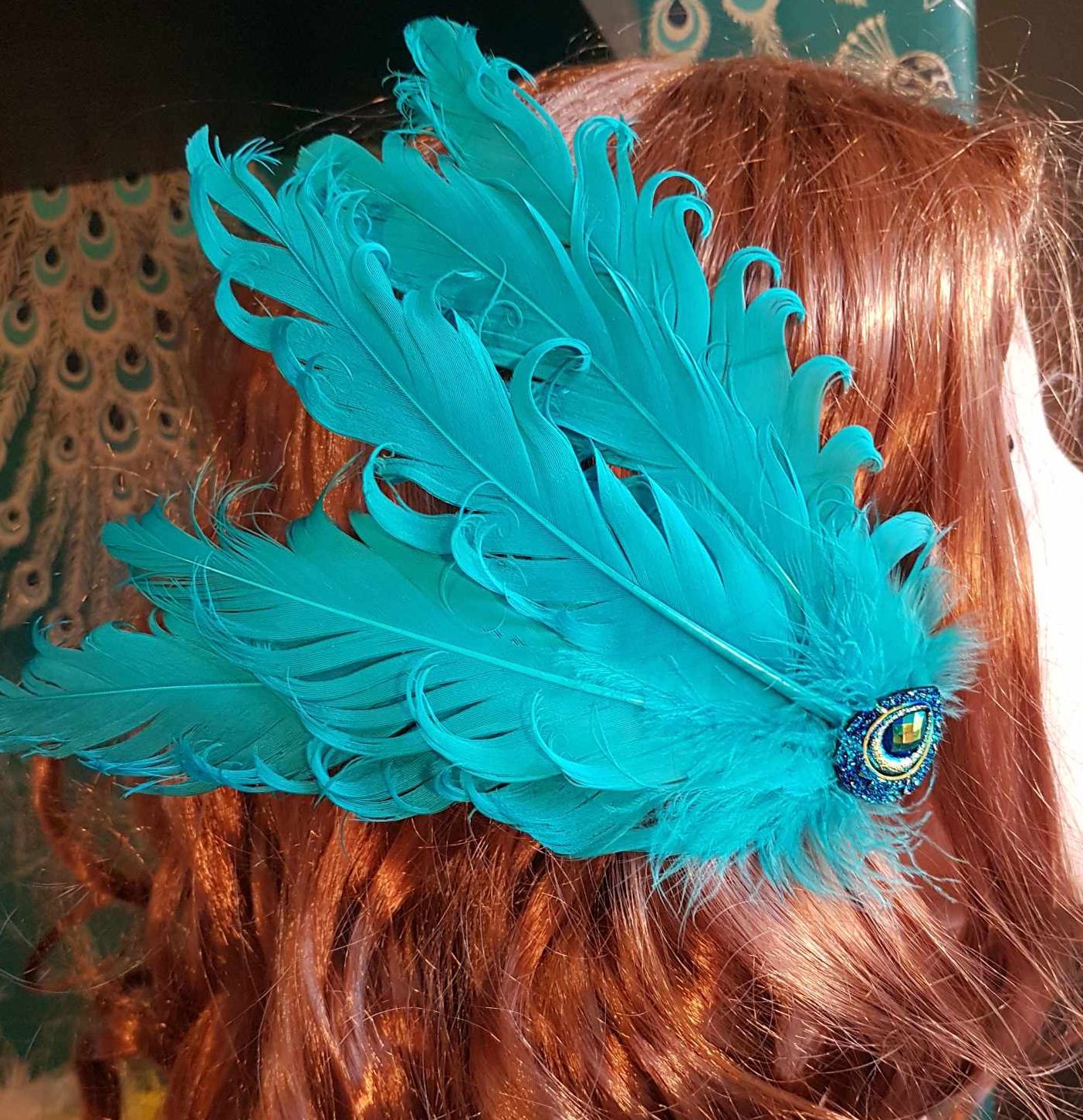 Teal Flapper Headpiece Hair Clip | Feather Planet