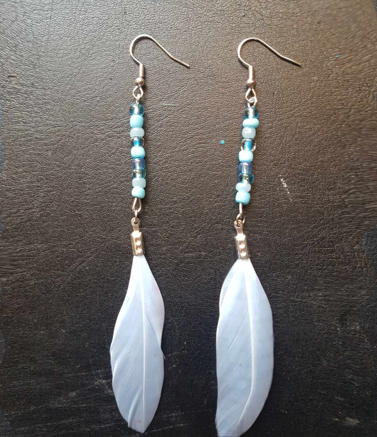 Light Blue Feather Earrings: Handcrafted | Feather Planet
