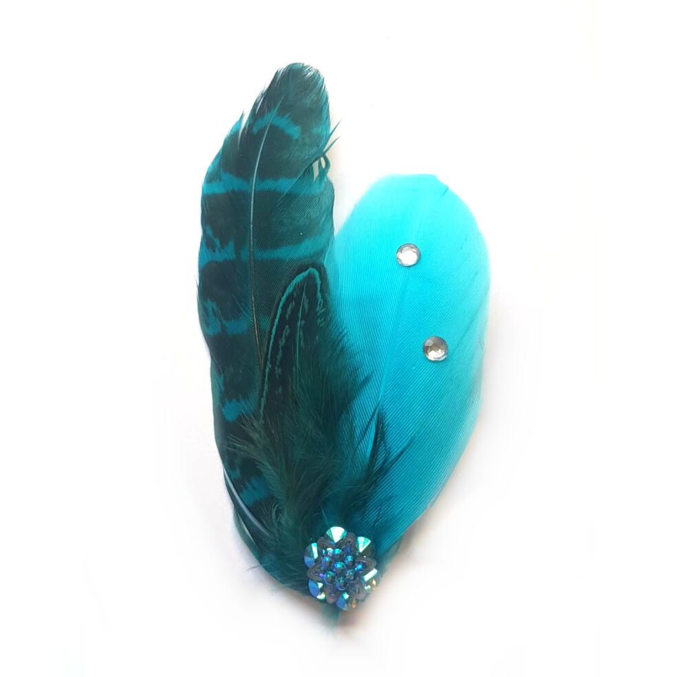 Aqua Blue Feather Hair Clip or Buttonhole | Feather Planet