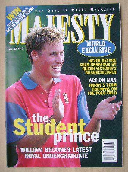 Majesty magazine - Prince William cover (September 2001 - Volume 22 No 9)