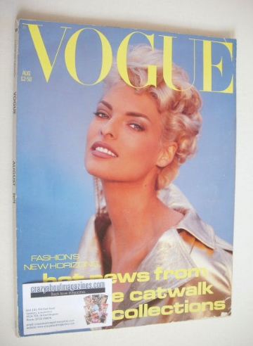 British Vogue magazine - August 1991 - Linda Evangelista cover