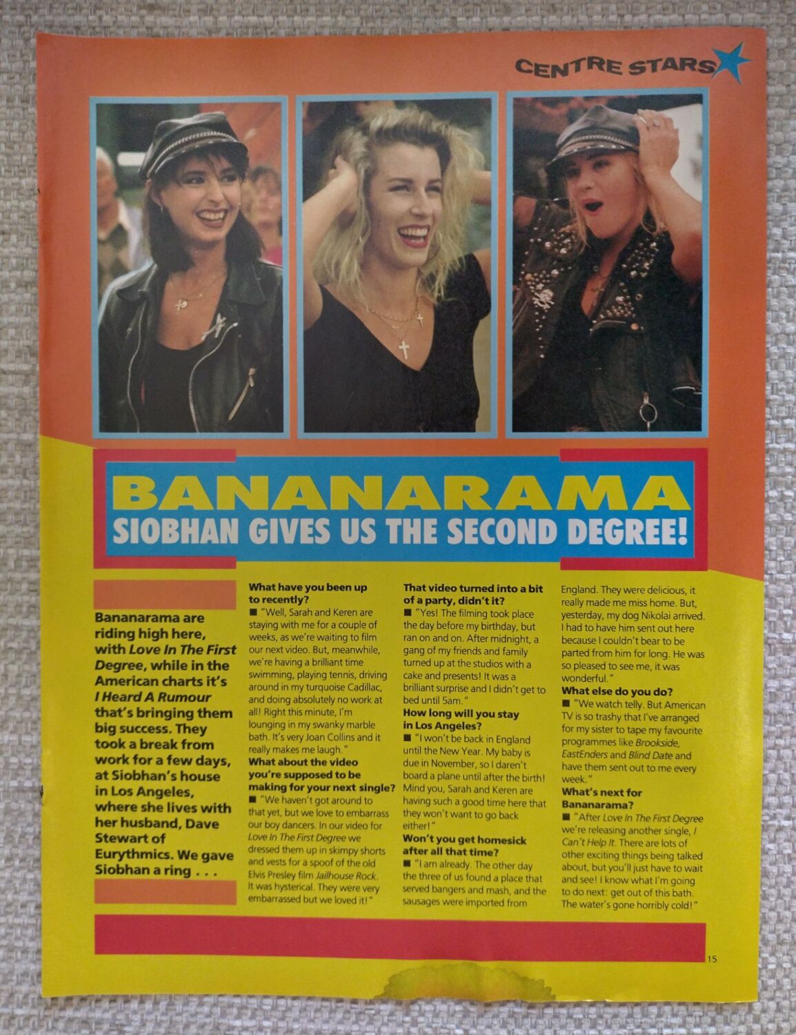 Bananarama feature (magazine clipping from 1987)