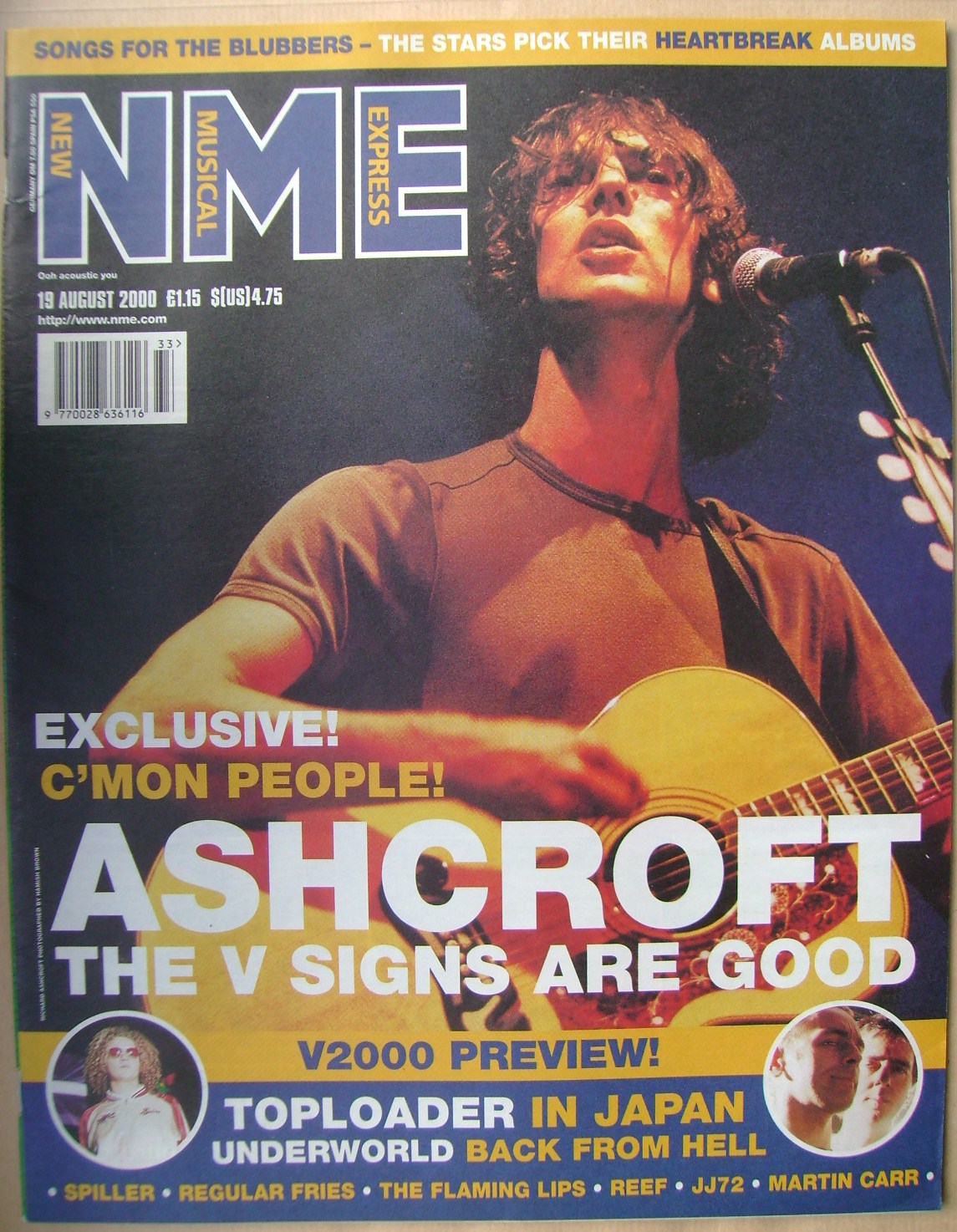 NME magazine - Richard Ashcroft cover (19 August 2000)