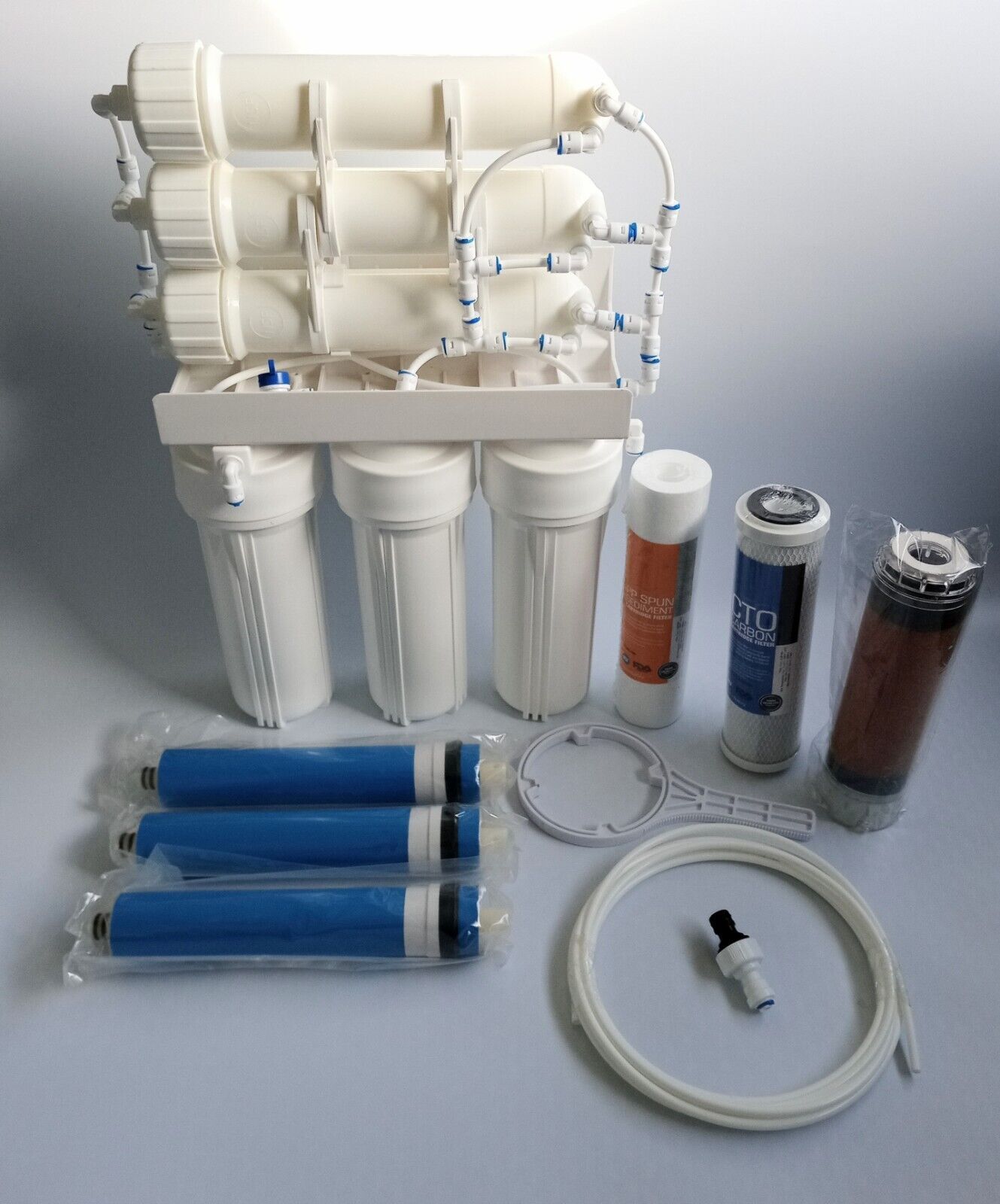 450gpd 6 stage reverse osmosis system with inbuilt 10" refillable di