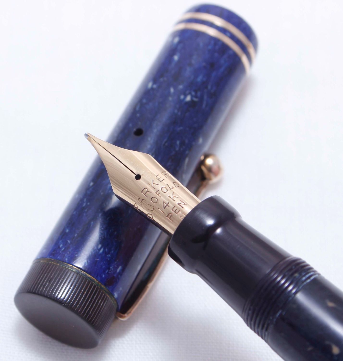 3749 Parker Duofold Senior Lucky Curve Fountain Pen in Lapis Lazuli ...