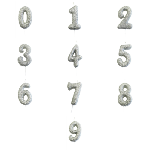 Silver Glittery Number - Candle