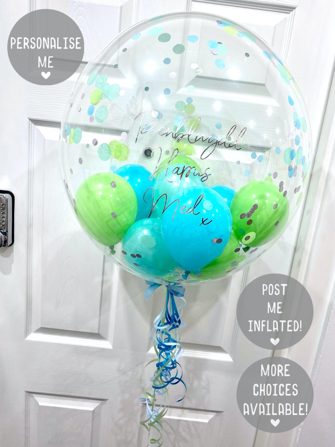 Balloon Filled Bubble Balloon in Rainforest Blue and Green ...