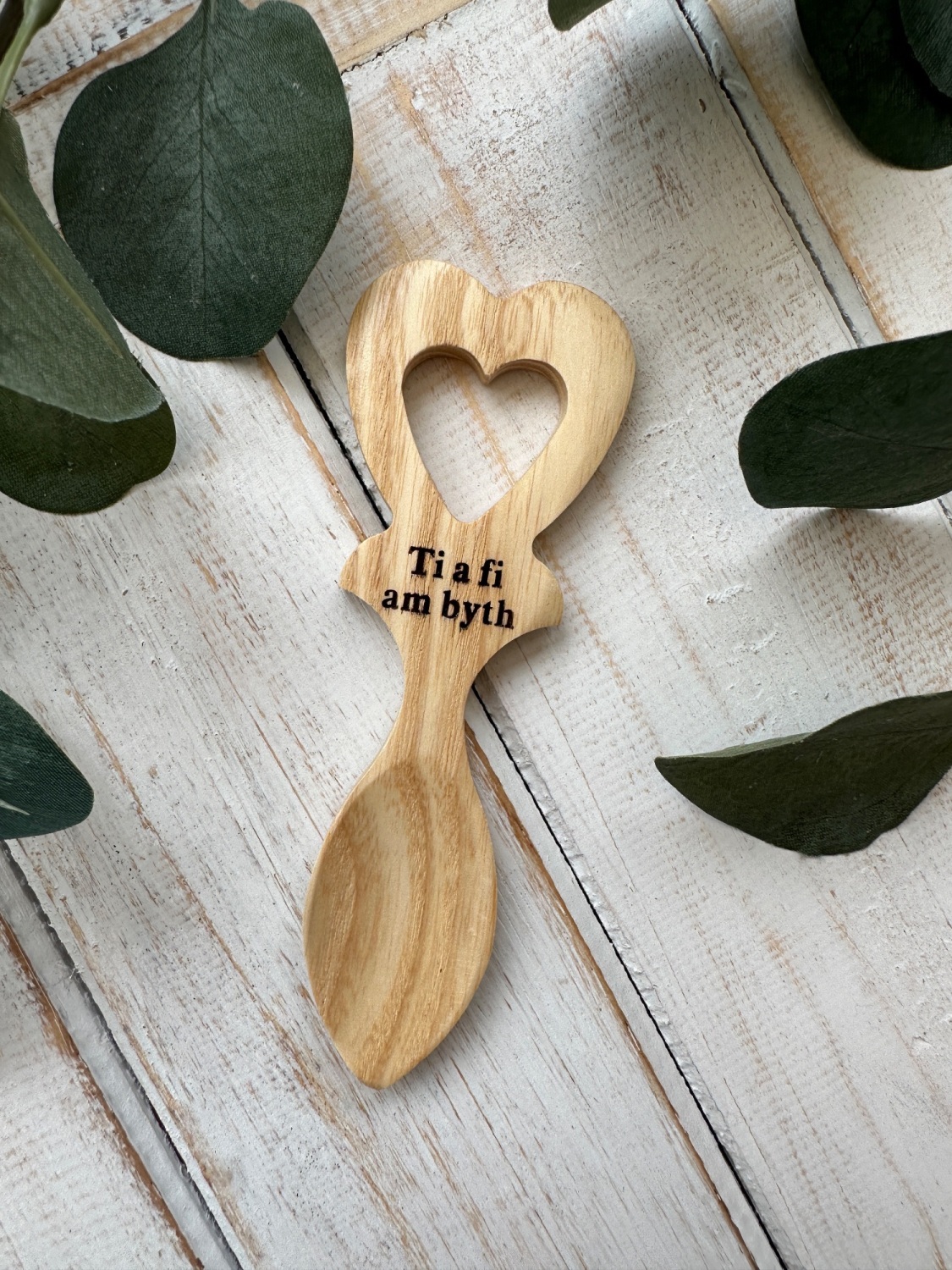 Llwy Caru Ti a fi am byth Pren | Welsh Wooden Love Spoon