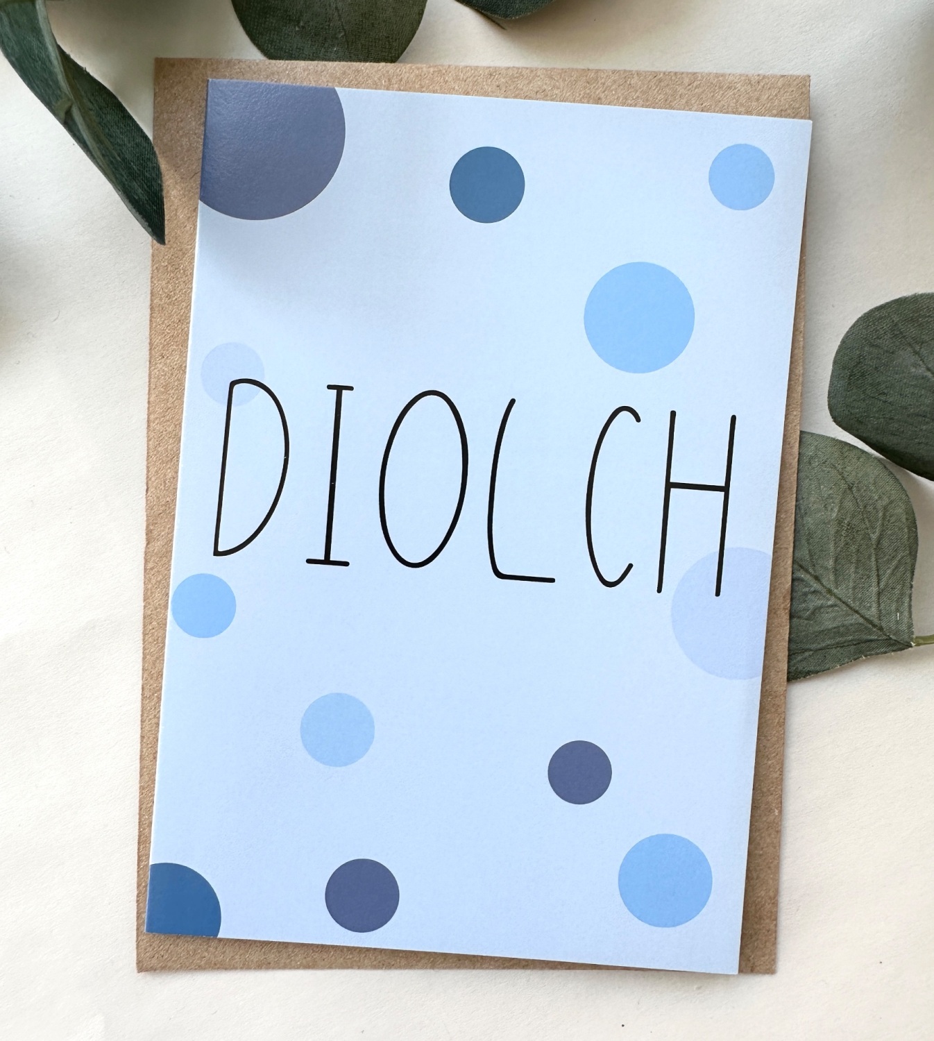 Cerdyn Diolch Smotiog Cyfoes Bach | Welsh Thank you Small Card