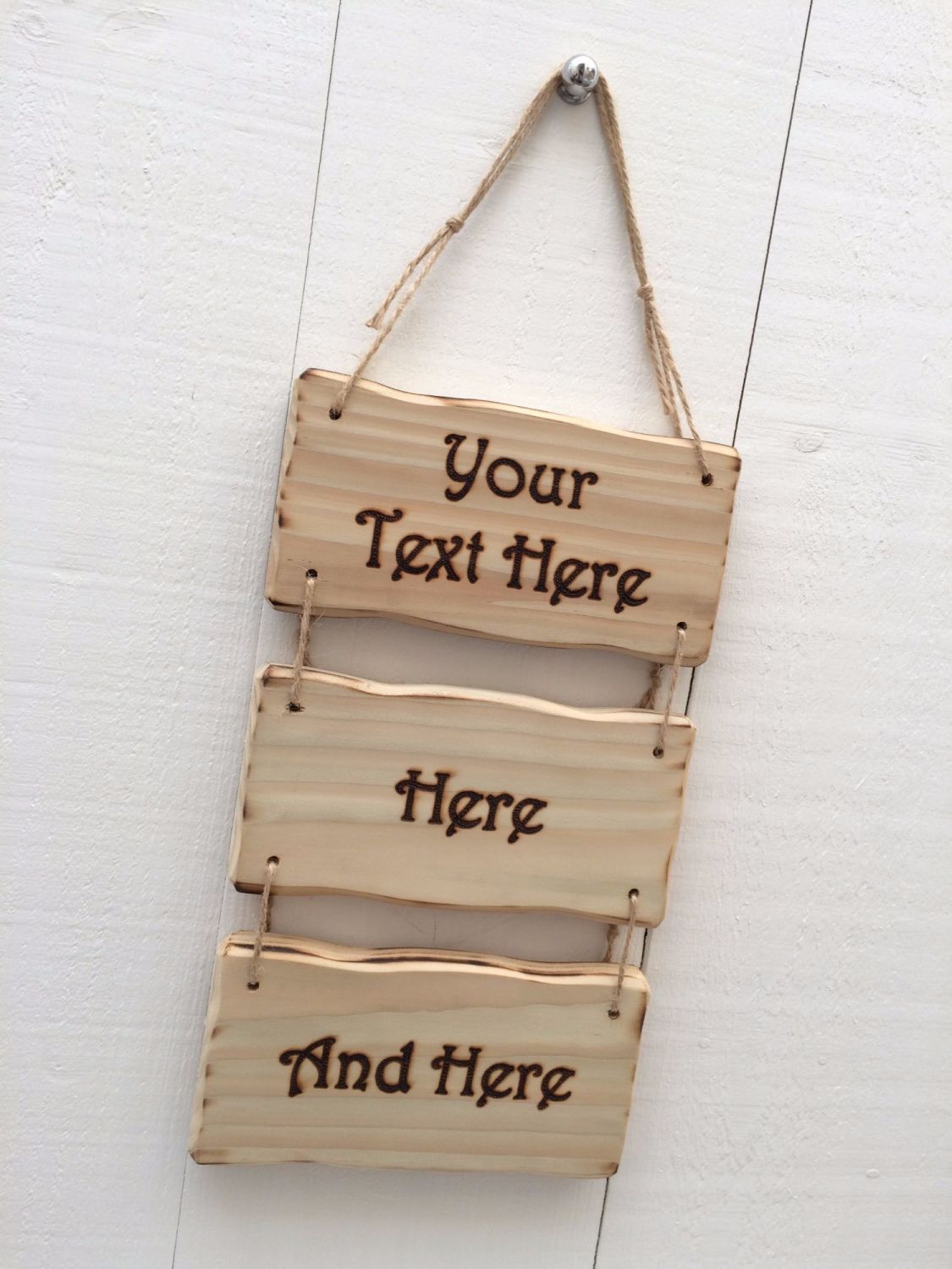 20cm x 10cm three piece 'Driftwood Style' sign with any text of your choice