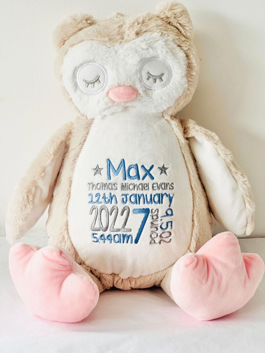 Embroidered Owl Teddy Bear