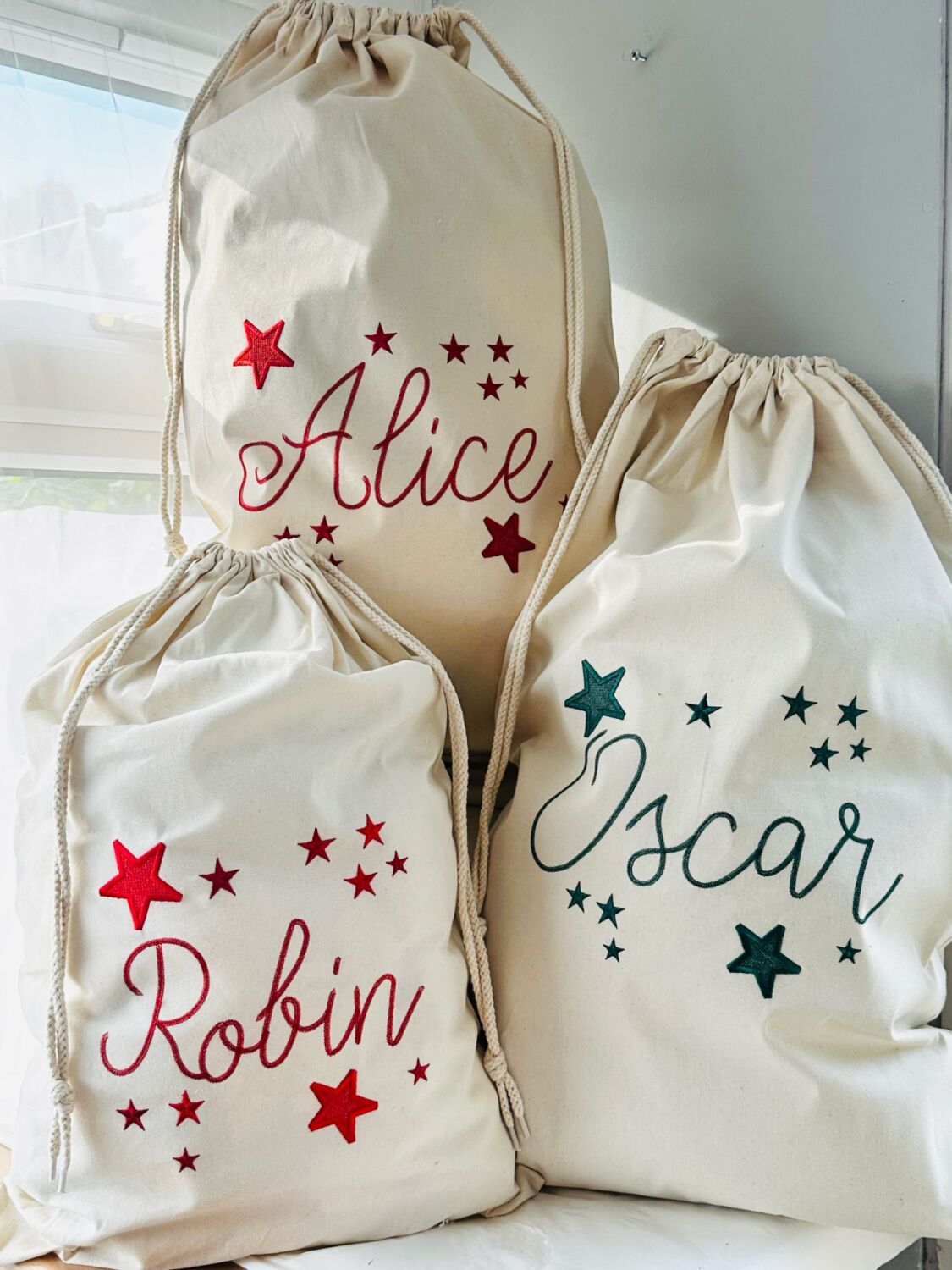 Personalised Embroidered Christmas Cotton Sack
