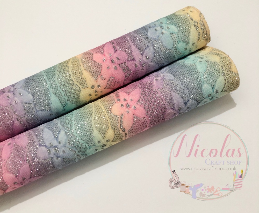 rainbow printed lace fabric sheet