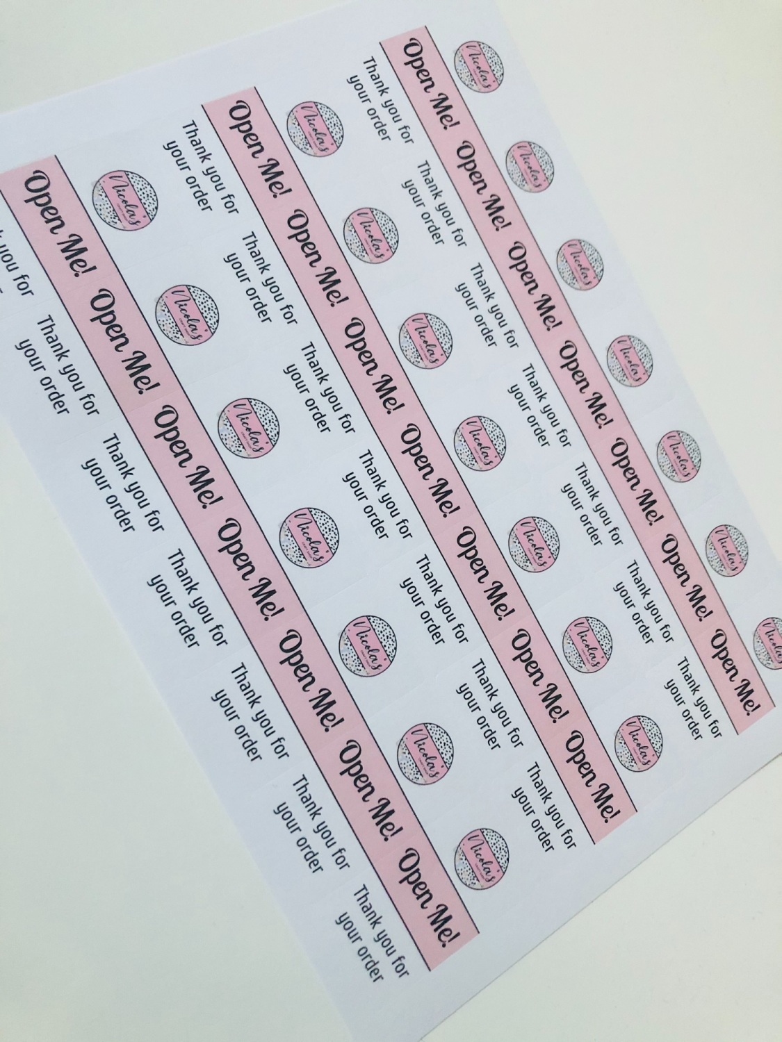 open me bow delivery sticker personalised logo