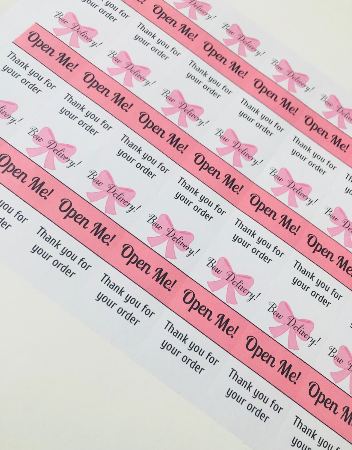 open me bow delivery sticker personalised logo
