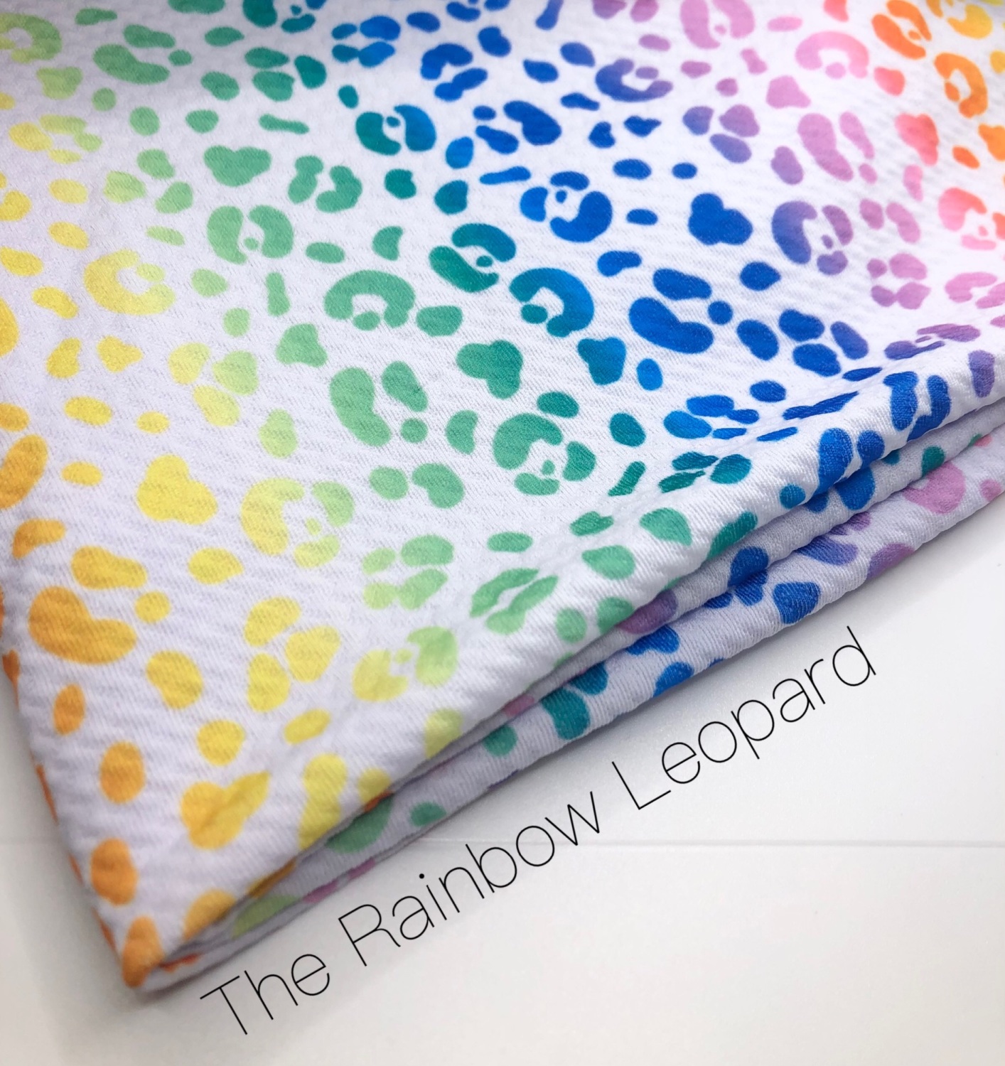 rainbow leopard bright pastel rainbow bullet fabric material stretch ...