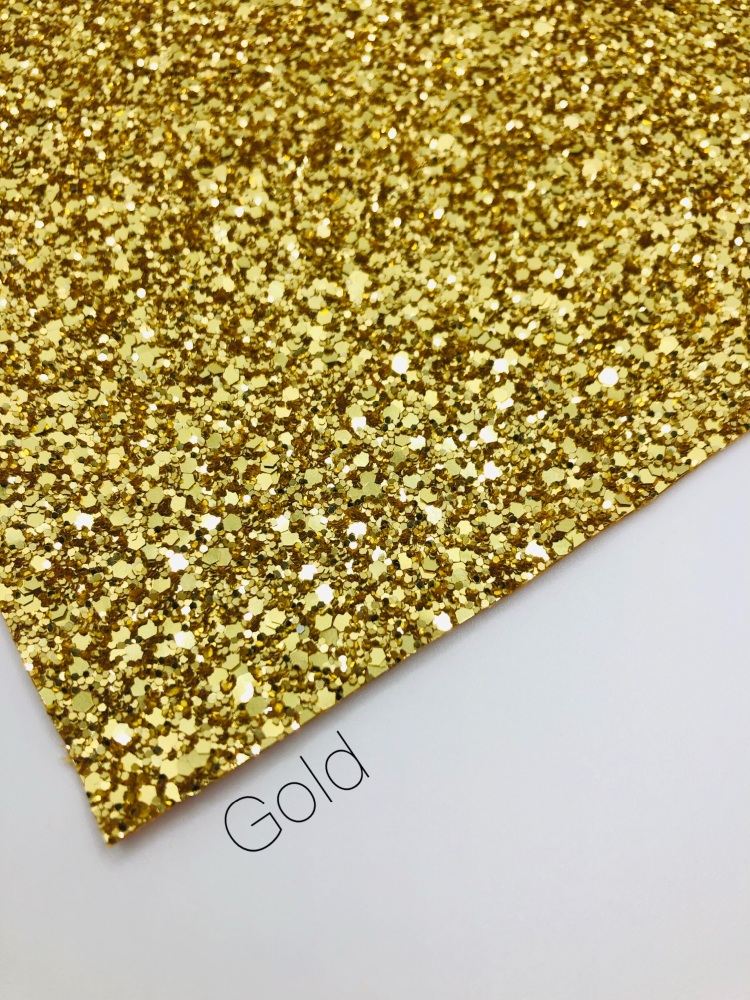 gold chunky glitter fabric school