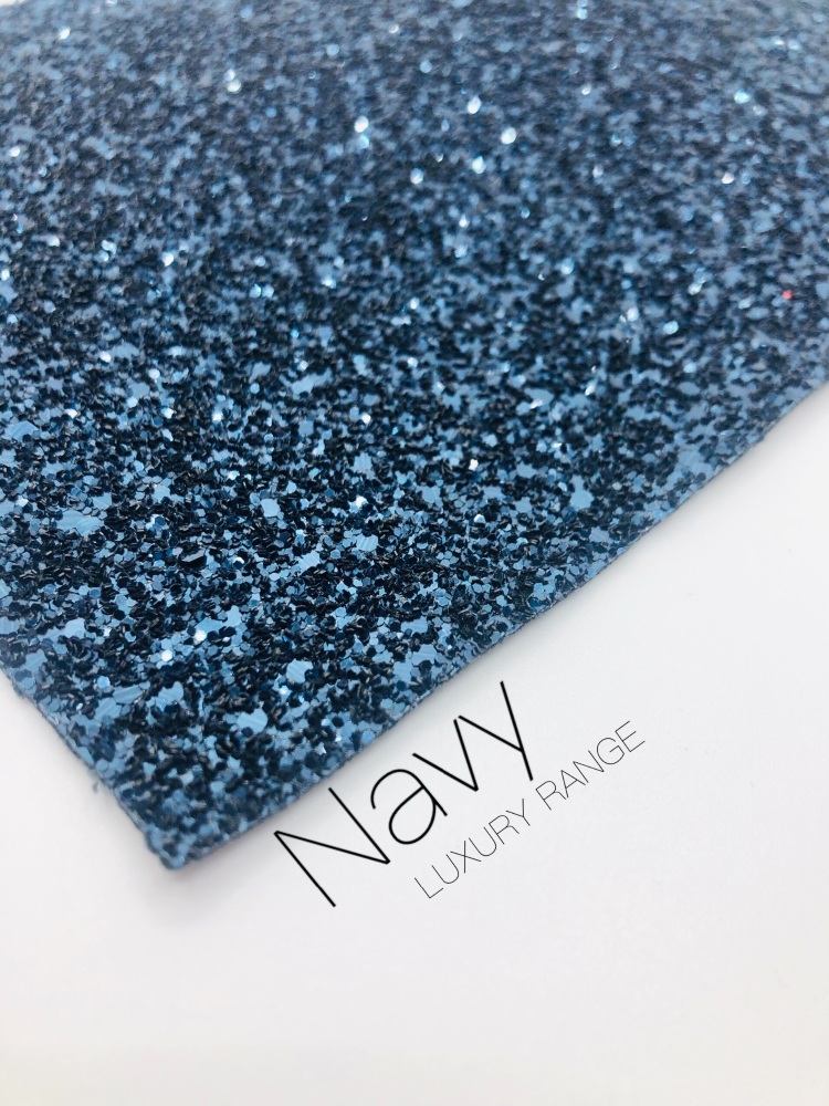 navy luxury chunky glitter fabric