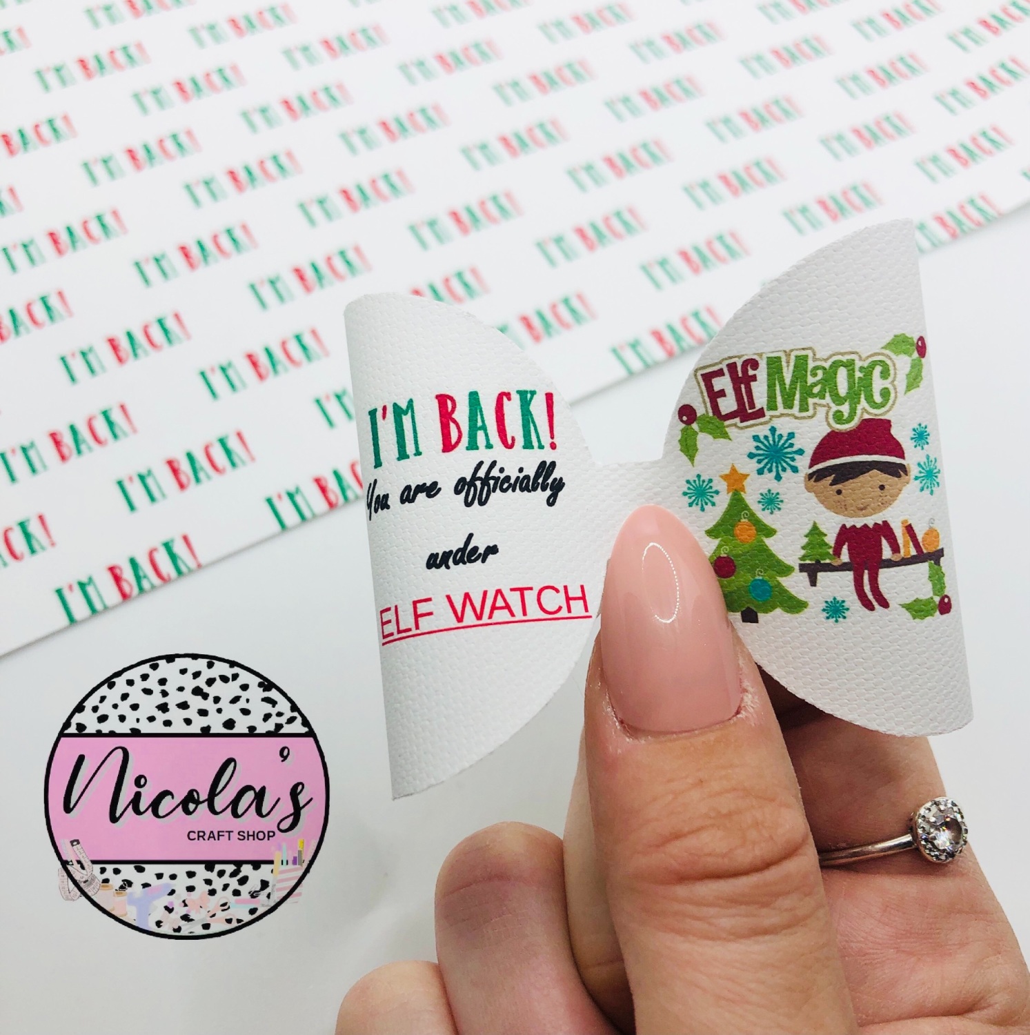 elf watch elf on a shelf im back pre cut bow loop christmas elf