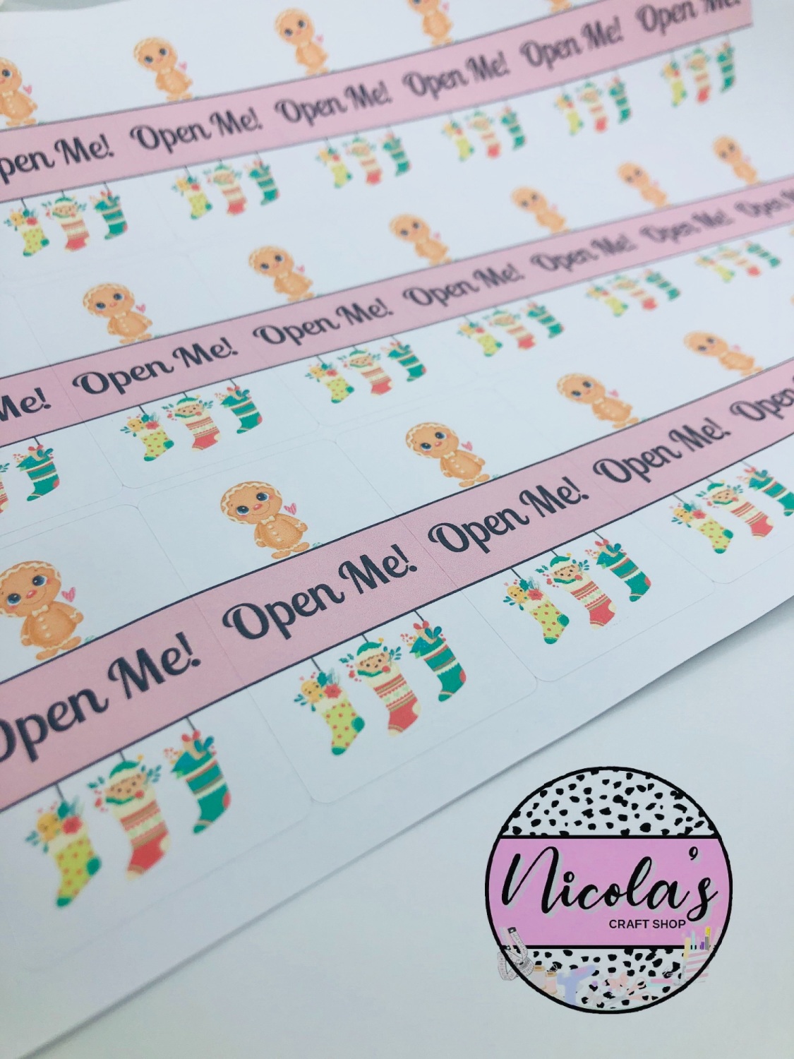 open me bow delivery sticker personalised logo christmas