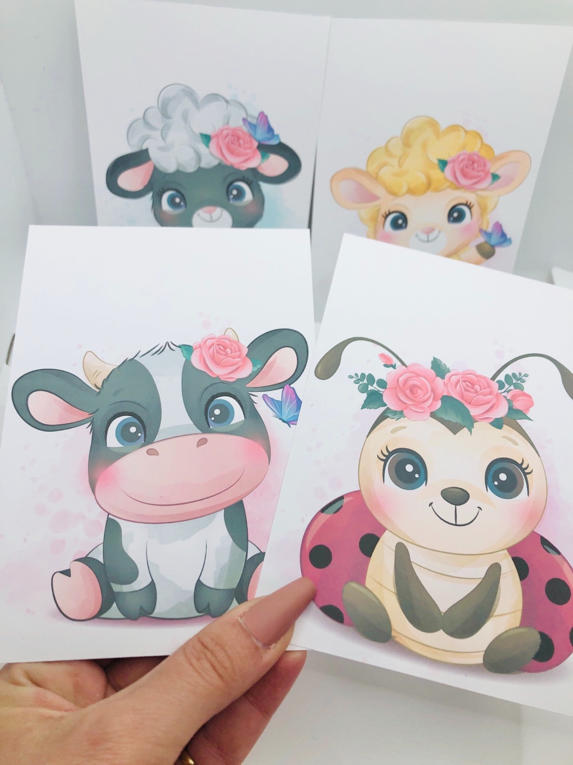 ladybird animal farm printed bow display cards